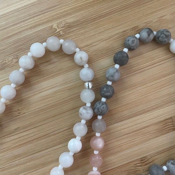 Mala, Mala Necklace, Rhodonite, White Turquoise, Artistic Jasper, Kiwi ...