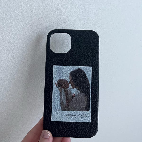 Personalized Leather Case iPhone 12, Monogram Engraved Pebble Vegan ...