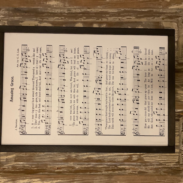 Amazing Grace Sign | Song Lyric Gift | Amazing Grace Sheet Music Sign ...