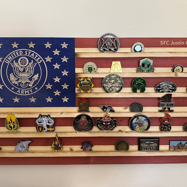 Military Challenge Coin Display Rack US Wood Flag for Army - Etsy