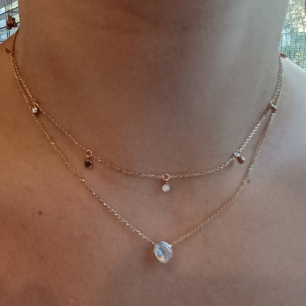 14k Solid Gold Dot Chain Necklace: Dainty Disc Layering Necklace - Etsy