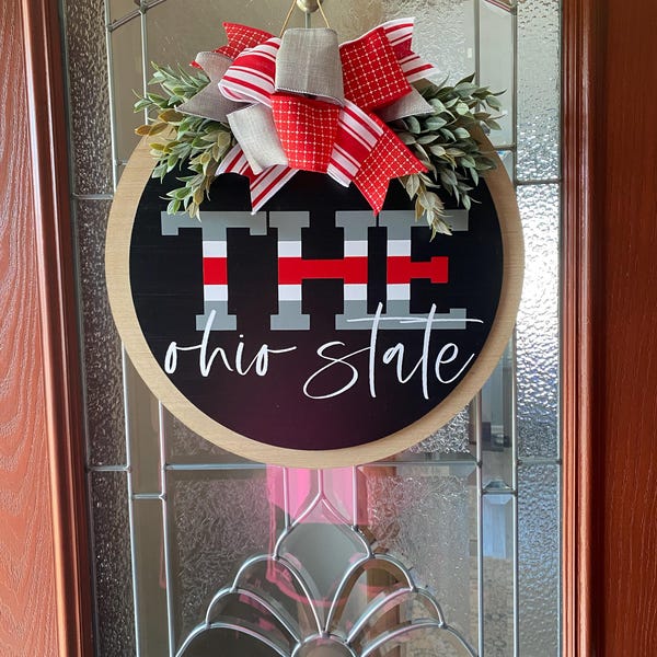 Ohio State Door Hanger | Ohio State Buckeyes | Ohio State Wreath ...