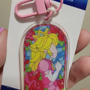 Princess Peach Stained Glass Window Holographic Sticker - Etsy