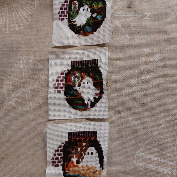 Set of 3 Ghost Cross Stitch Pattern. Library Ghost Cross Stitch ...