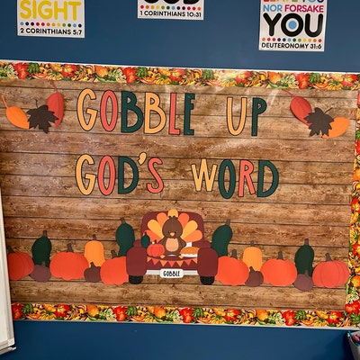 Happy Turkey Day Fall Thanksgiving Bulletin Board Kit - Etsy