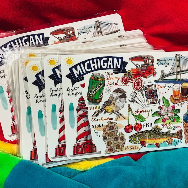 Michigan State Postcard. - Etsy