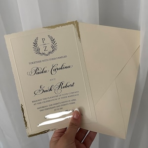 Wedding Invitation Gold Foil Deckle Edge Invitations - Etsy