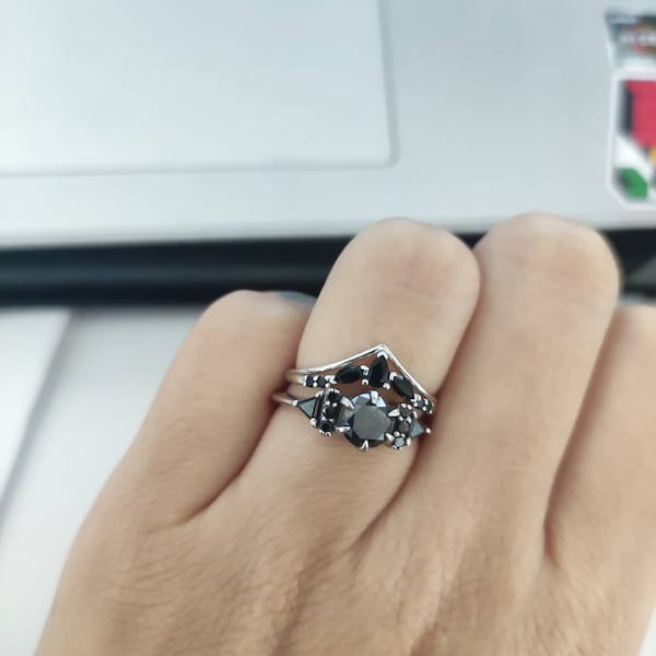 Art Deco Moss Agate Ring Moss Agate Wedding Band Solid Gold Rings Half ...