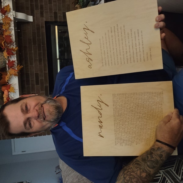 Wood Wedding Vows Set of TWO Custom Wall Hangings • Modern Vows Art ...