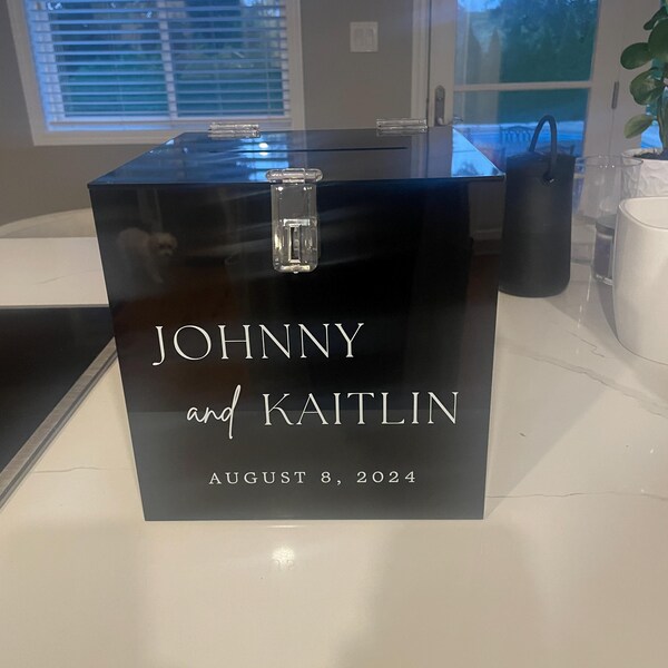 Personalized Name Card Box Wedding Acrylic Card Box With Lock and Key ...