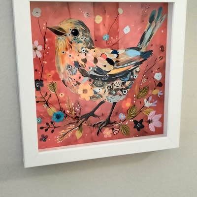 Whimsical Red Bird Print , Whimsical Bird Art, Contemporary Bird Art ...