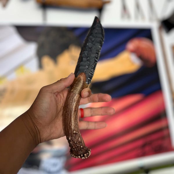 Large Subtle Sheen Obsidian Bowie Knife Black Powder Flint Knapping - Etsy