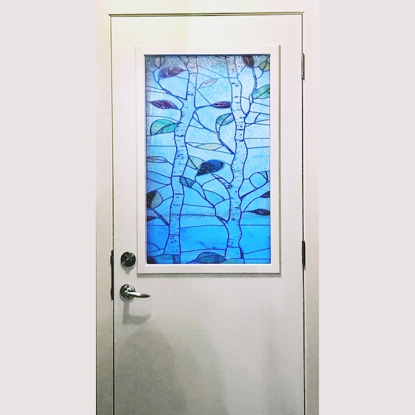Birch Tree Stained Glass Window Film - Decorative Privacy Film for ...