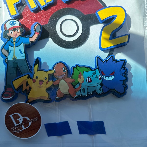 Custom Pokemon Birthday Cake Topper - Layered & 3D Cake Topper ...