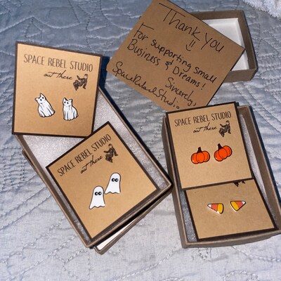 Halloween Ghost Pumpkin Candy Corn Fall Autumn Stud Earrings Gift Set ...