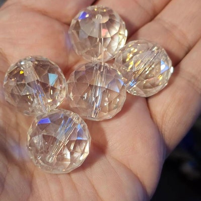 5pcs 20mm Big Round Faceted Crystal Glass Loose Beads for Jewelry ...