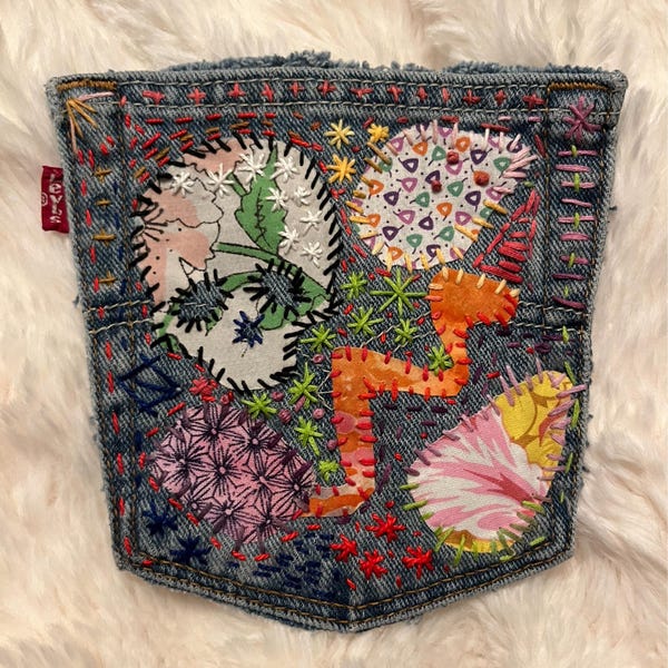 Embroidered Batik Patch, Embroidered Patch, Sew on Patch, Handmade Boho ...