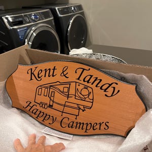 5th Wheel Custom Carved Cedar RV Family Camping Signs W Pine Trees 2 ...