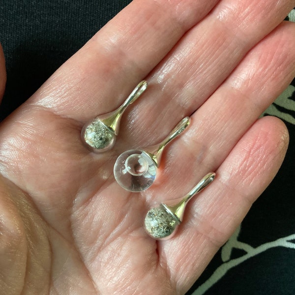 Sterling Silver Glass Ball Pendant With Loop Caps NEW CAP SIZES (10/12 ...