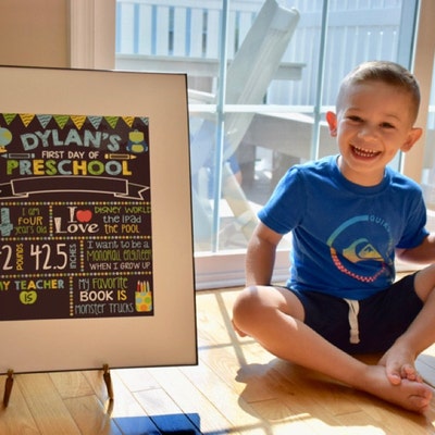 Printable First Day of School Sign, Boy First Day of Preschool ...