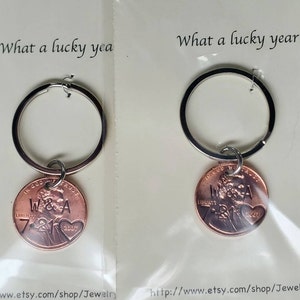 2 Personalized Penny Keychains, Anniversary Gift, Husband Wife Key ...