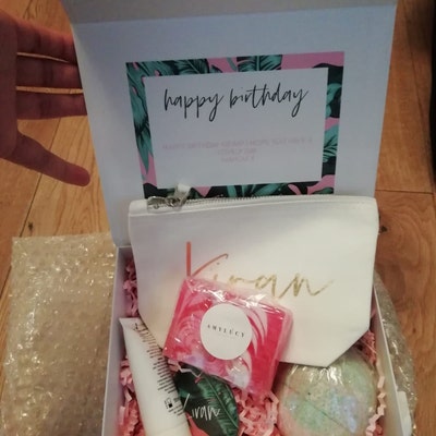 Personalised Happy Birthday Gift Box Filled, Gold Best Friend Gift Box ...