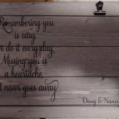 Remembering You is Easy Wood Sign Personalized Memorial Sign - Etsy
