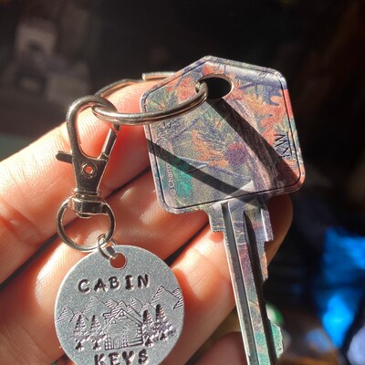 Hand Stamped Cabin Keys Keychain - Etsy