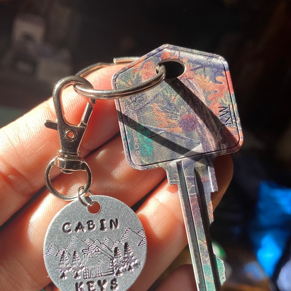 Hand Stamped Cabin Keys Keychain - Etsy