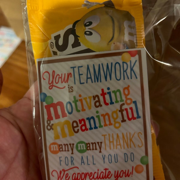 Teamwork Employee Appreciation Printable Gift Tags, Employee MM Candy ...