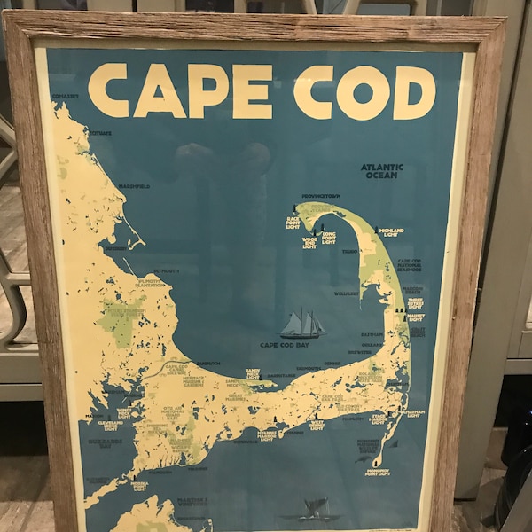 Cape Cod Map Art Print 8" X 10" Travel Poster by Alan Claude ...