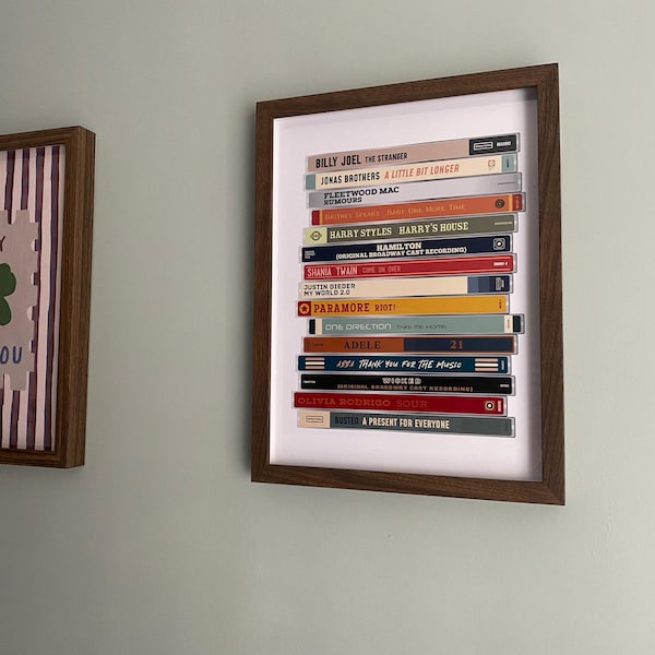 Personalised CD Stack Print, Retro Music Poster, Custom Favourite Song ...