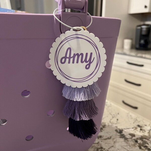 Varsity Letter Keychain With Mini Ombre Tassel Initial Zipper Pull ...