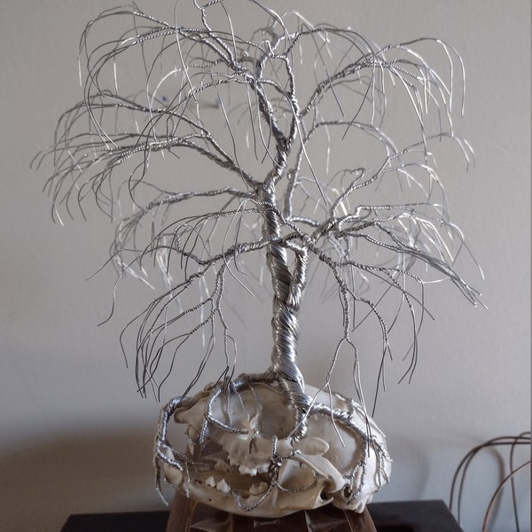 Copper Wire Tree With Green Glass Leaves on Stone - Etsy