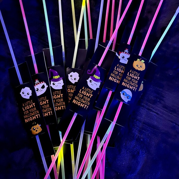 Halloween Glow Stick Tags Printable Instant Download File - Glow Stick ...