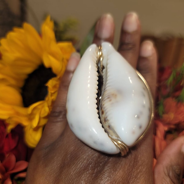 Cowrie Shell Ring, Cowrie Shell, Cowrie Shell Jewelry, Shell Ring ...