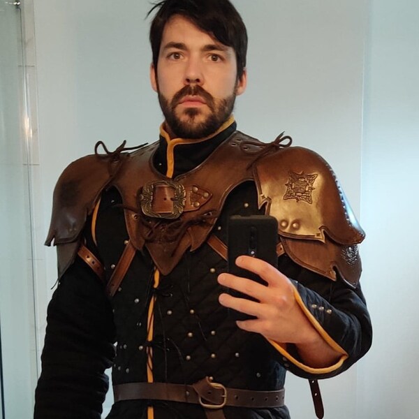 Wardancer Pauldrons Set Gorget Armor Set Leather Handmade, Larp Costume ...