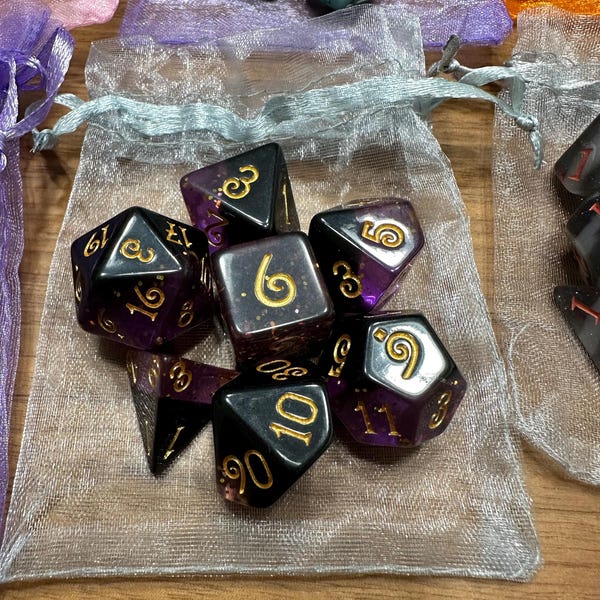 Shadow Magic 7pc Dice Set: Black & Purple Layered Polyhedral Dice - Etsy