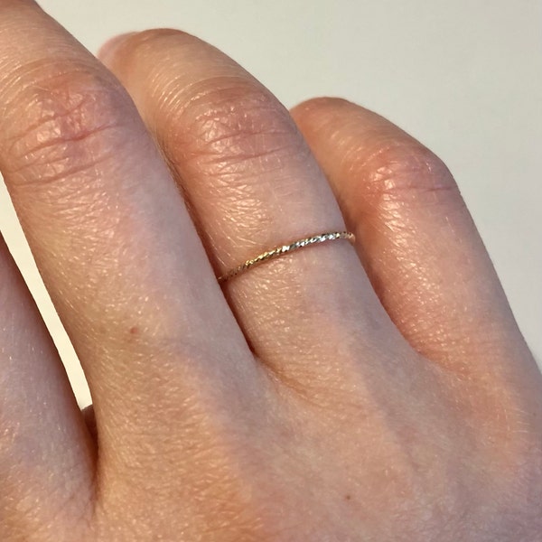 Thin 14k Solid Gold Stacking Rings in Various Styles. Real 14k Gold NOT ...