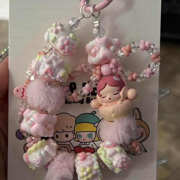 Authentic POPMART Pop Bean Molly Skullpanda Dimoo Sweetbean Phone Charm ...