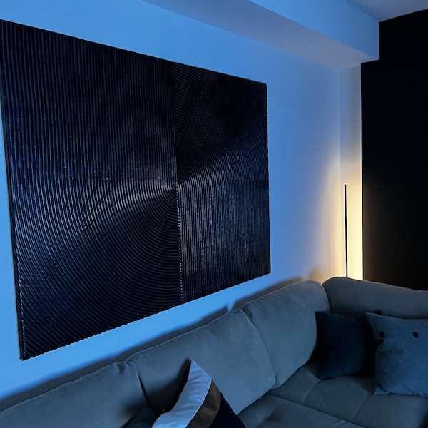 Original Black Abstract Art Painting, Modern Wall Decor, Black 3D ...
