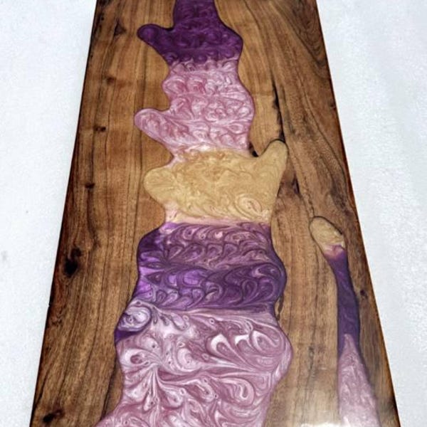 Luxury Copper Epoxy Wooden Table, Live Edge Table , Epoxy Ocean River ...