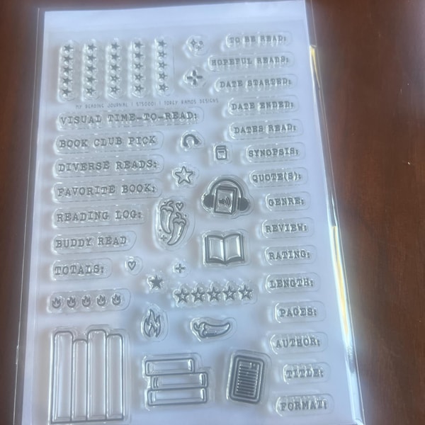 My Reading Journal 4x6 Stamp Set // Photopolymer Stamps | Reading ...