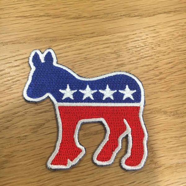 DEMOCRAT DONKEY PATCH Iron-on Embroidered Applique Political Party ...