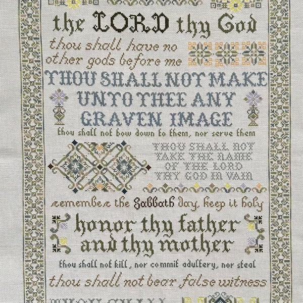 Ten Commandments ~ Antique Style Cross Stitch Pattern ~ MBT Designs ...