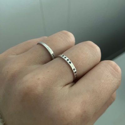 Hidden Message Ring Personalized Ring, Hammered Ring, Sterling Silver ...