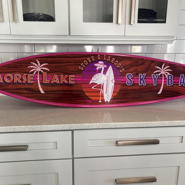 Personalized Surfboard Logo Sign: Beach Business Signage, Coastal Decor ...