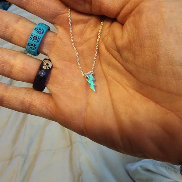 Opal Lightning Bolt Necklace - Lightning Bolt Necklace - Opal Necklace ...