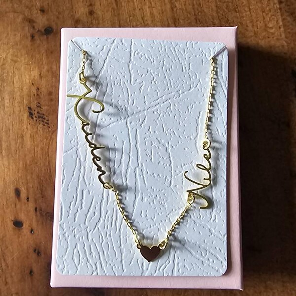 Two Name Handwriting Necklace, Twin Gift, Personalized Jewelry, Custom ...