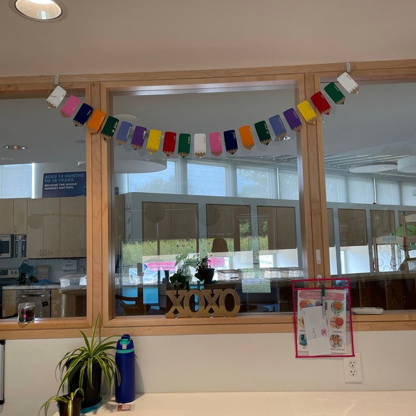 Colored Pencil Garland // Back to School Garland // Classroom Garland ...
